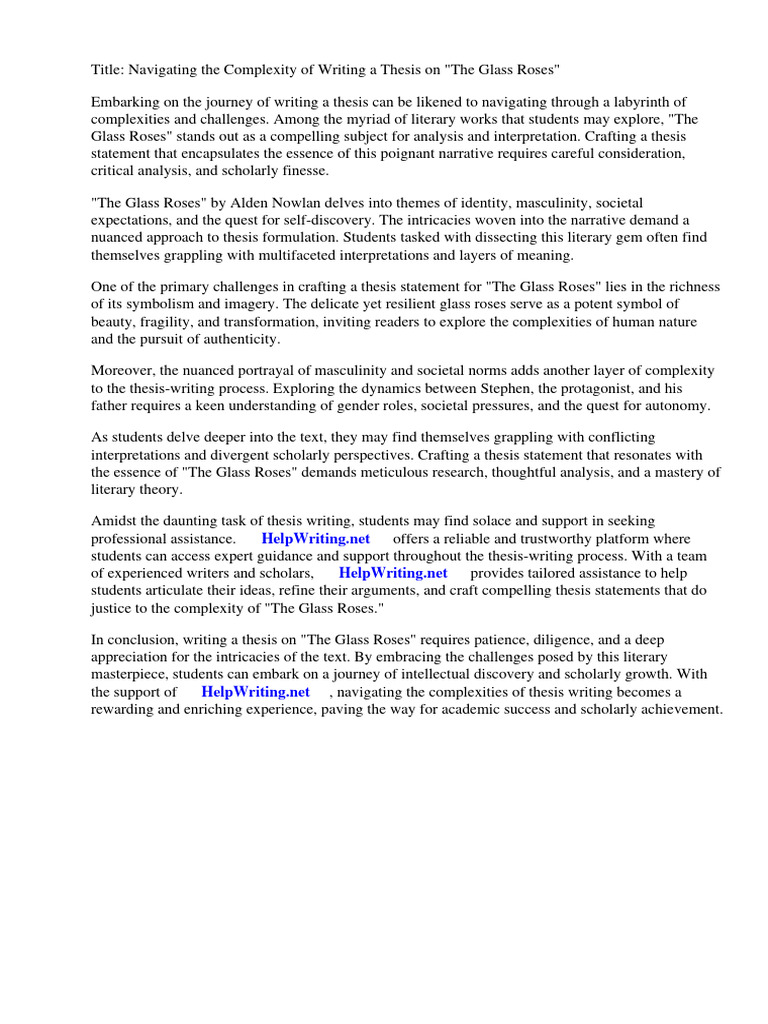 The Glass Roses Thesis Statement | PDF