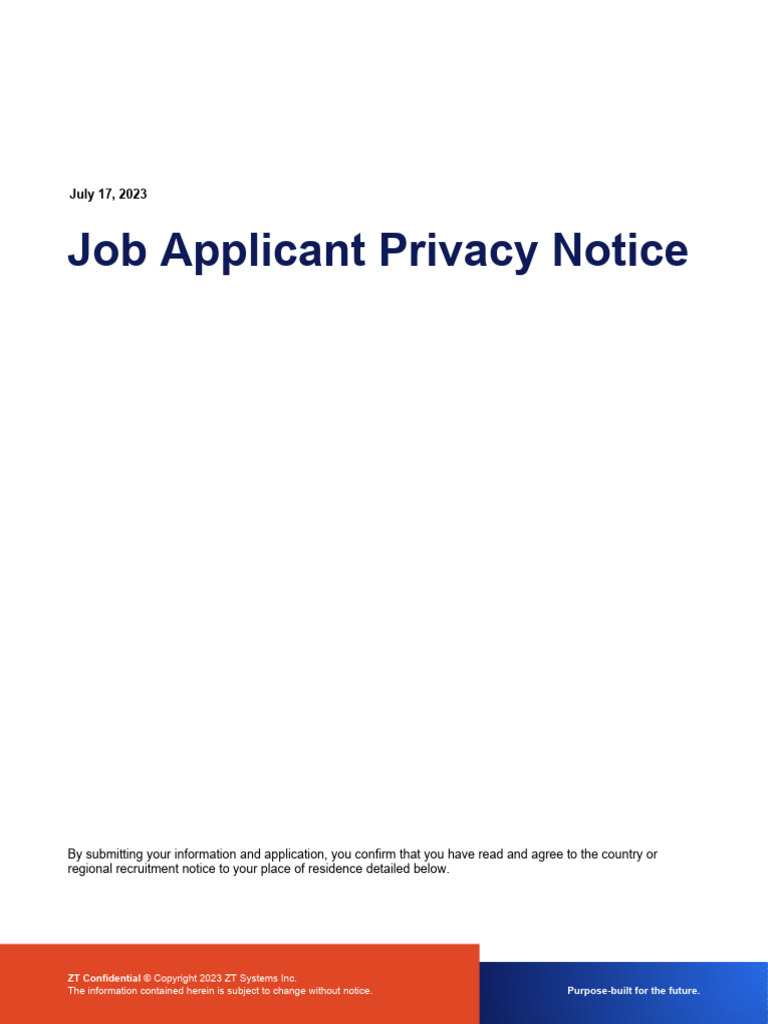 Applicant Privacy Notice - R-101948 - ZT Systems | PDF