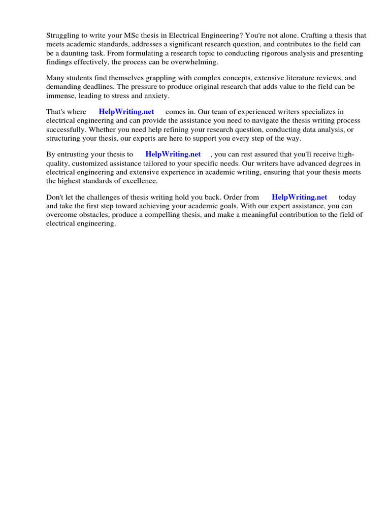 MSC Thesis Topics in Electrical Engineering | PDF