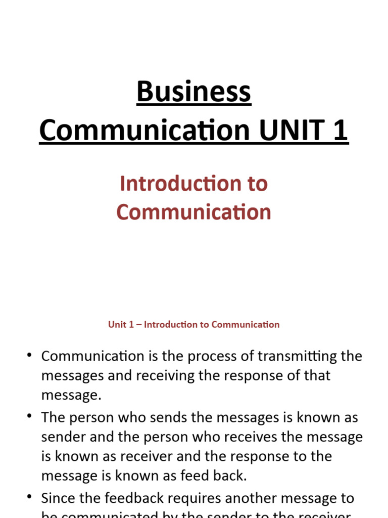 105 Unit 1 1 Business Communication Basics | PDF
