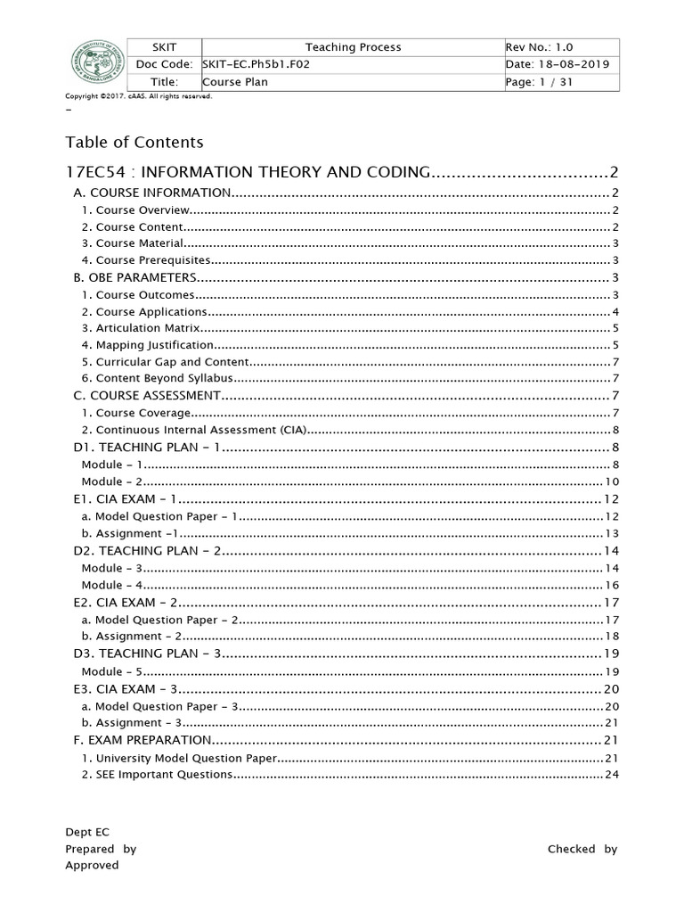 17ec54-Information Theory and Coding | PDF | Code | Data Compression