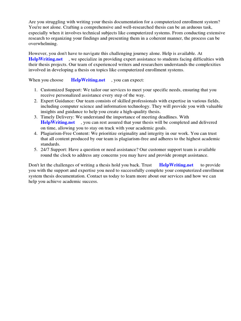 Computerized Enrollment System Thesis Documentation | PDF