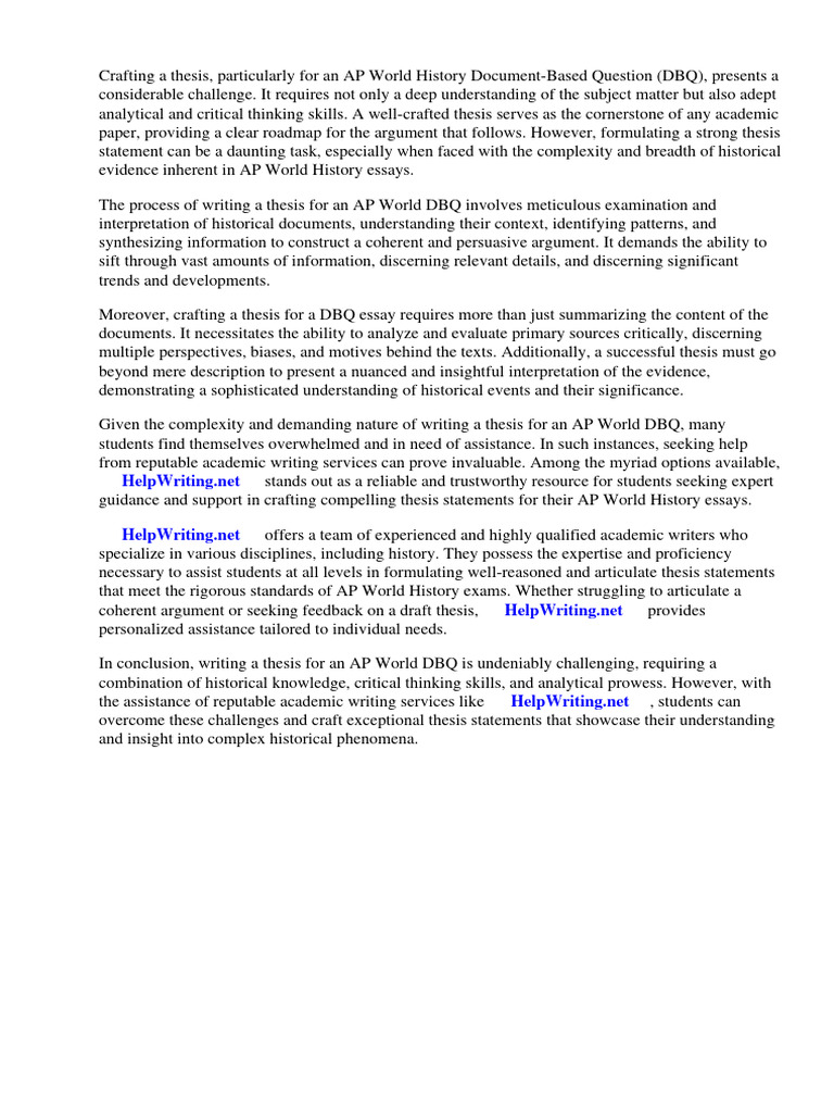 AP World DBQ Thesis Example | PDF | Essays | Thesis