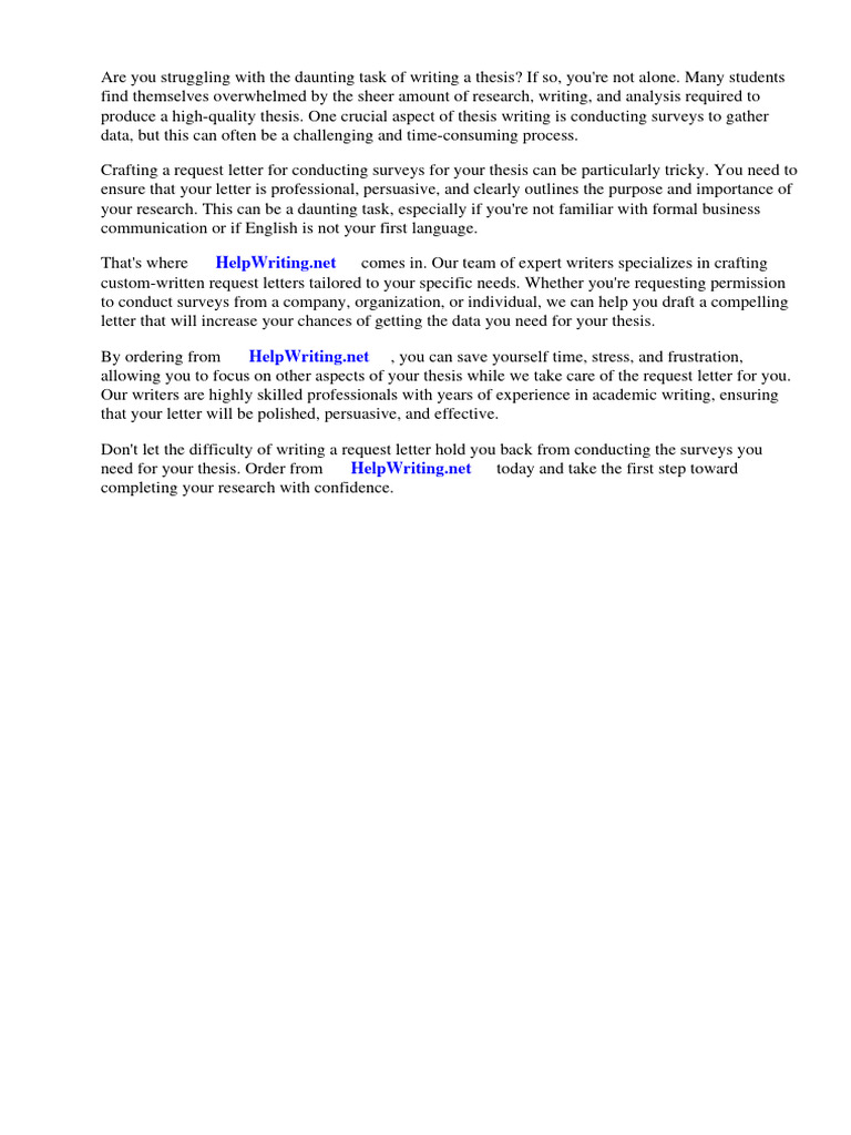 Sample Request Letter for Conducting Survey for Thesis | PDF | Thesis | Social Research