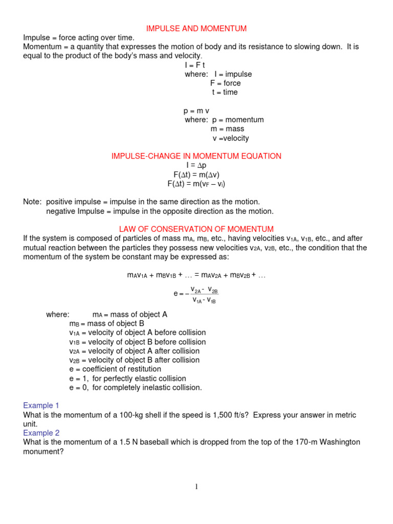 Physics: Impulse & Momentum Basics | PDF