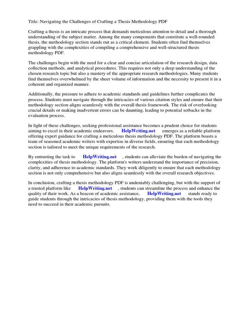 Thesis Methodology PDF | PDF | Methodology | Thesis