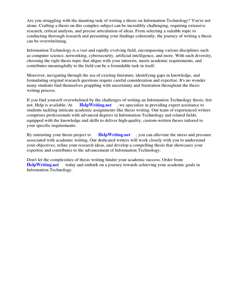 Information Technology Sample Thesis Topics | Download Free PDF ...