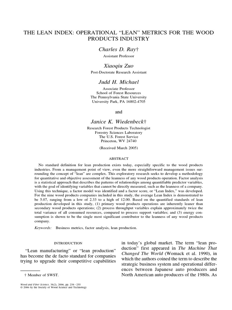 The Lean Index Operational Lean Metrics For The Wood Productsindustry | PDF | Lean Manufacturing ...