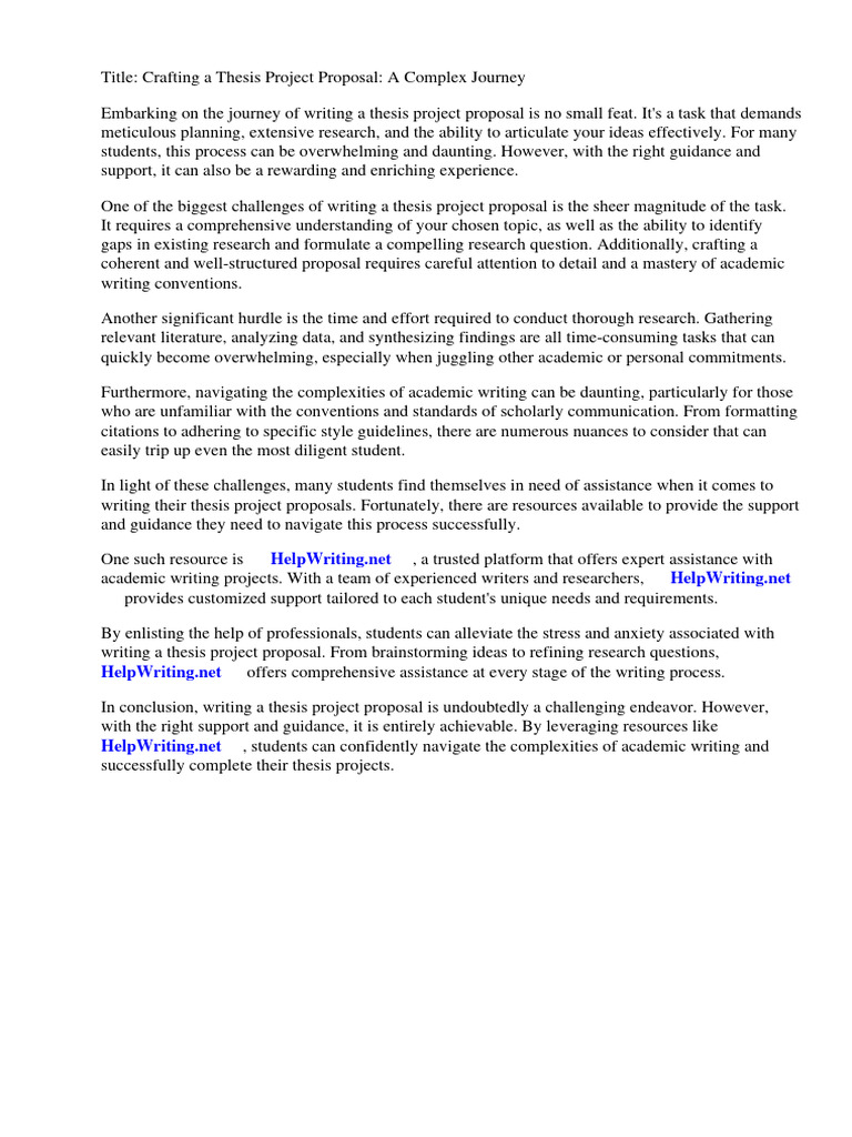 Thesis Project Proposal Example | PDF | Thesis | Request For Proposal