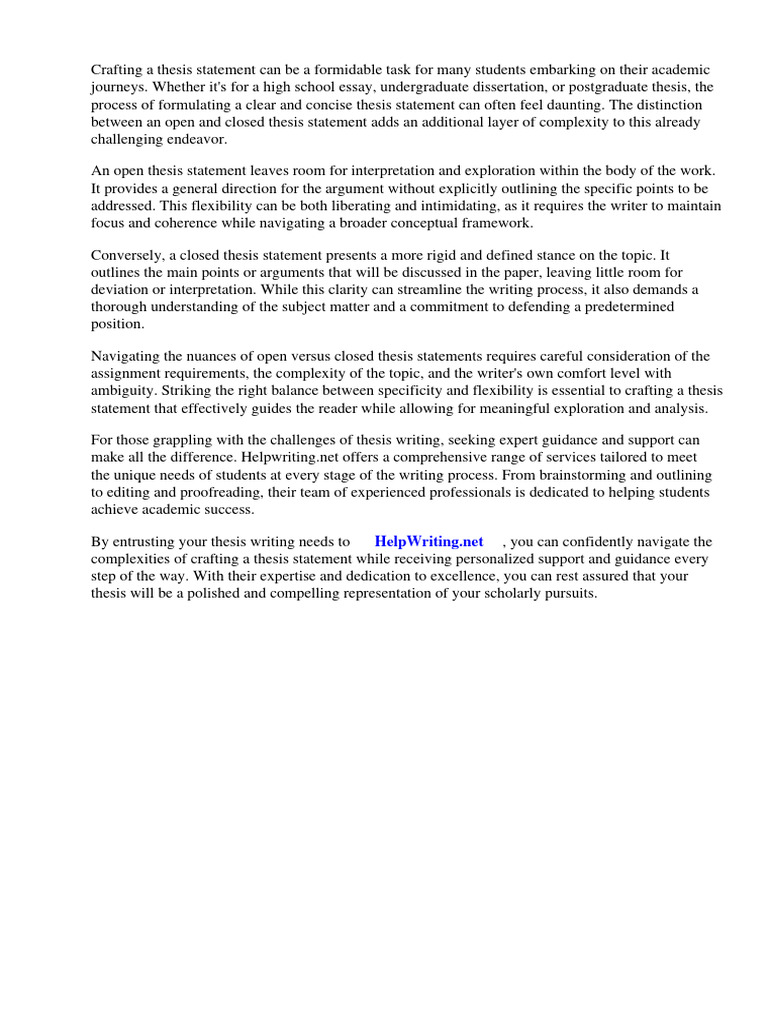 Open vs. Closed Thesis Statements | PDF