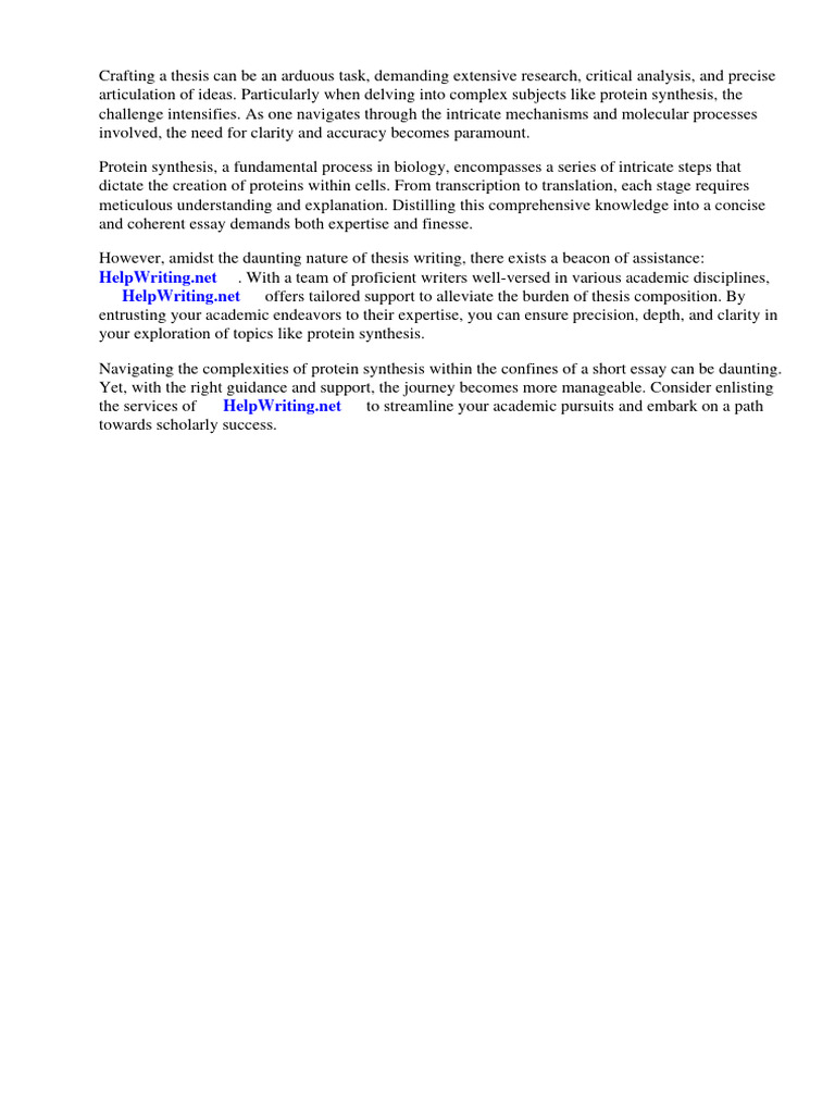 Short Essay On Protein Synthesis | PDF