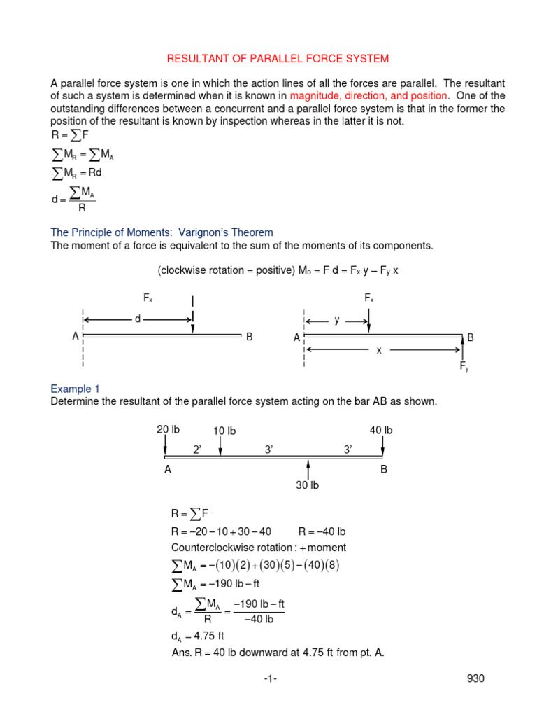 Parallel Force Systems Explained | PDF | Force | Mechanics