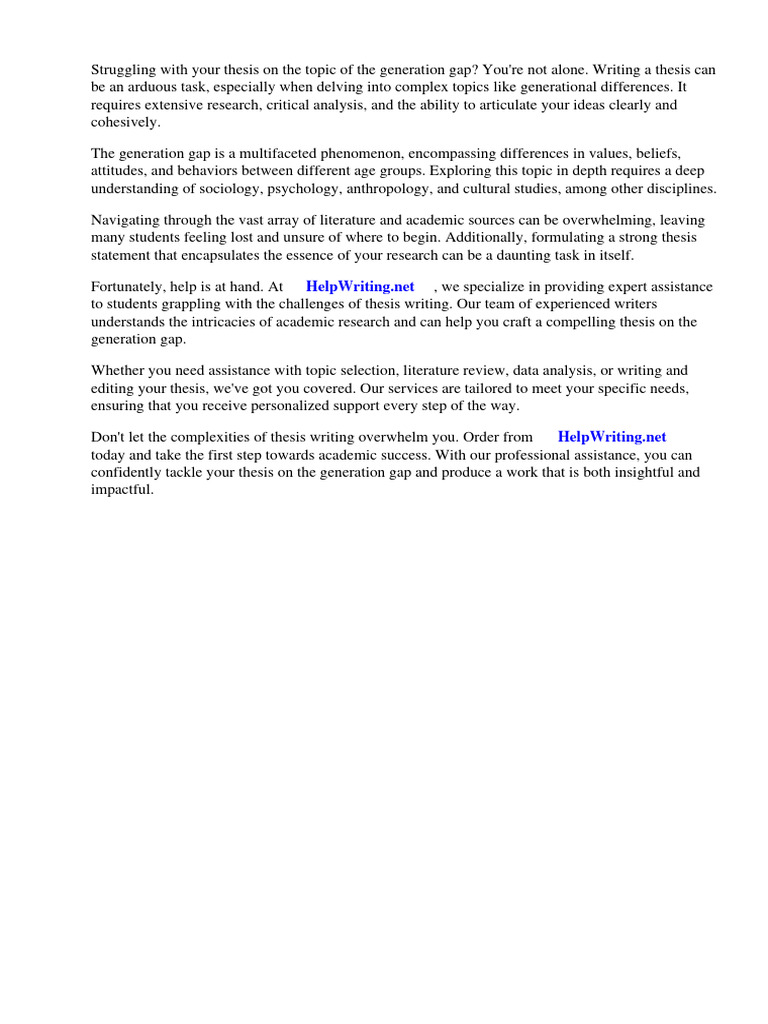 Generation Gap Thesis Statement | PDF