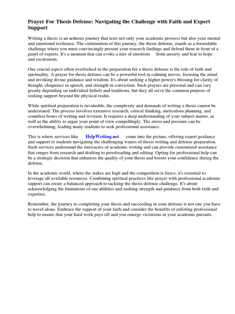 Prayer For Thesis Defense | PDF