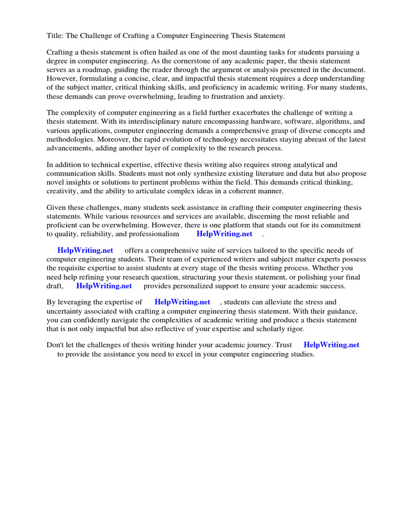 Thesis Help for Computer Engineers | PDF | Engineering | Thesis