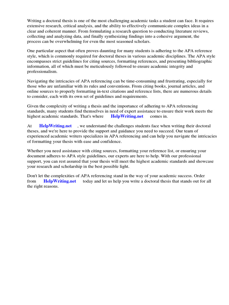 Apa Reference Doctoral Thesis | PDF | Career & Growth