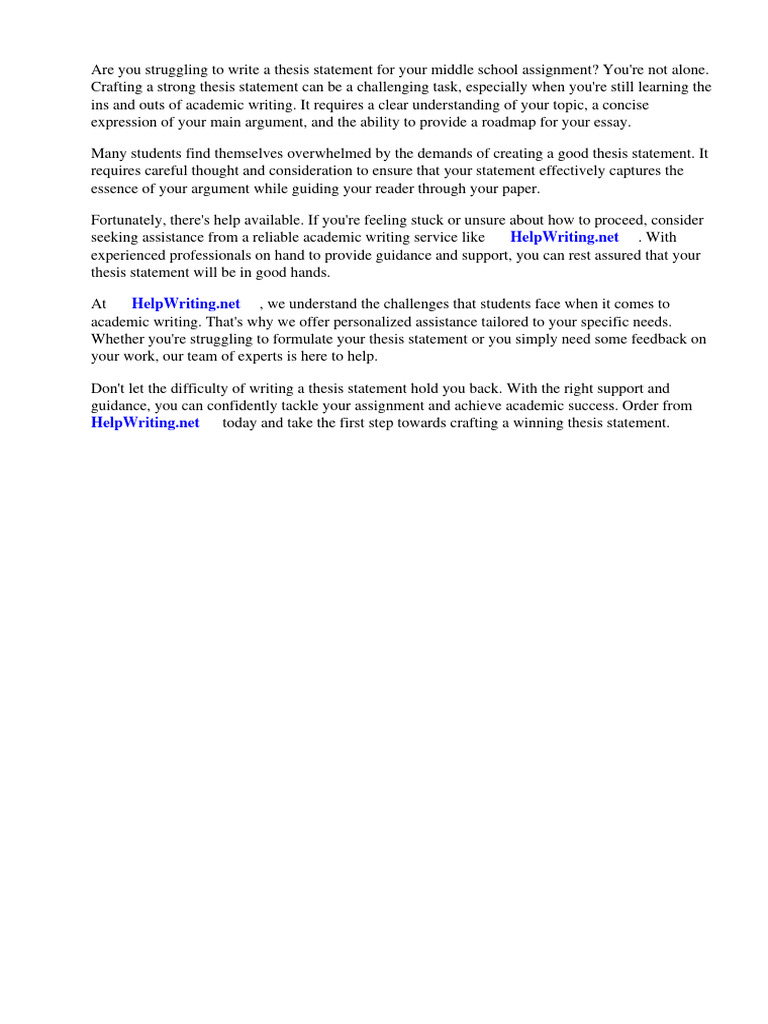Writing A Good Thesis Statement Middle School | PDF | Essays | Thesis