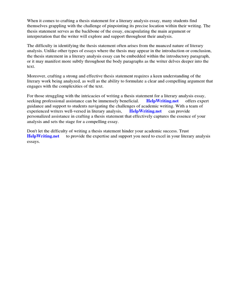 Where Is The Thesis Statement Located in A Literary Analysis Essay ...