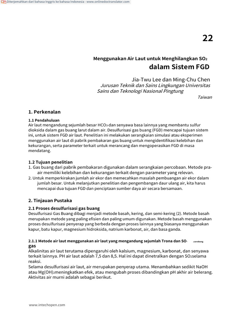 InTech-Using Seawater To Remove So2 in A FGD System - En.id | PDF