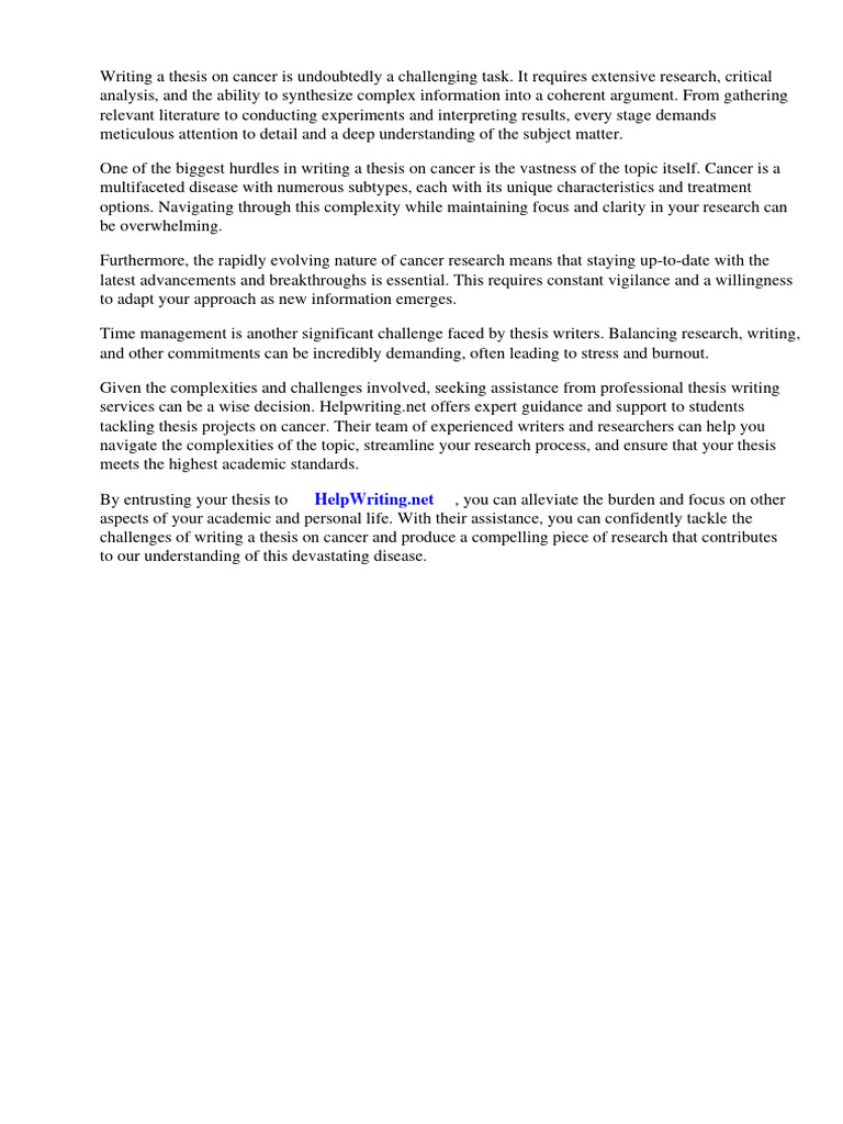 Thesis Cancer | PDF | Cancer | Breast Cancer Thesis Cancer | PDF | Cancer | Breast Cancer