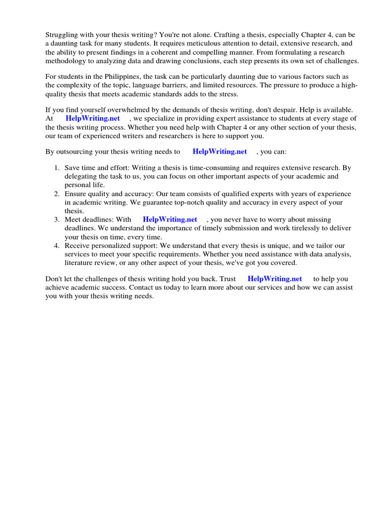 Thesis Sample Chapter 4 Philippines | PDF | Thesis