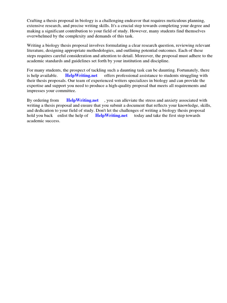 How to Write a Biology Thesis Proposal | PDF