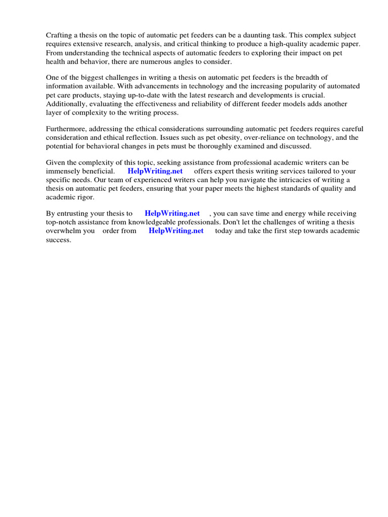 Automatic Pet Feeder Thesis | PDF