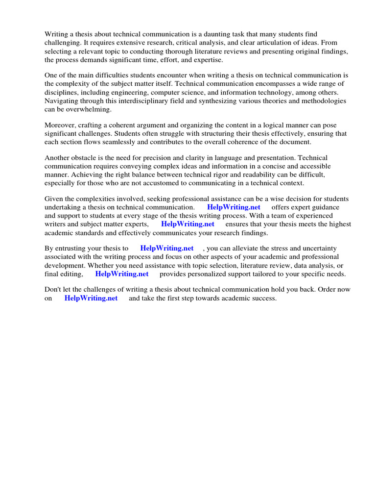 Thesis About Technical Communication | PDF | Technical Communication | Communication