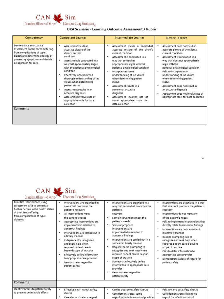 DKA Self Assessment Rubric | Download Free PDF | Patient Safety | Patient