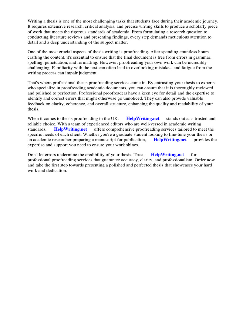 Thesis Proofreading Uk | PDF