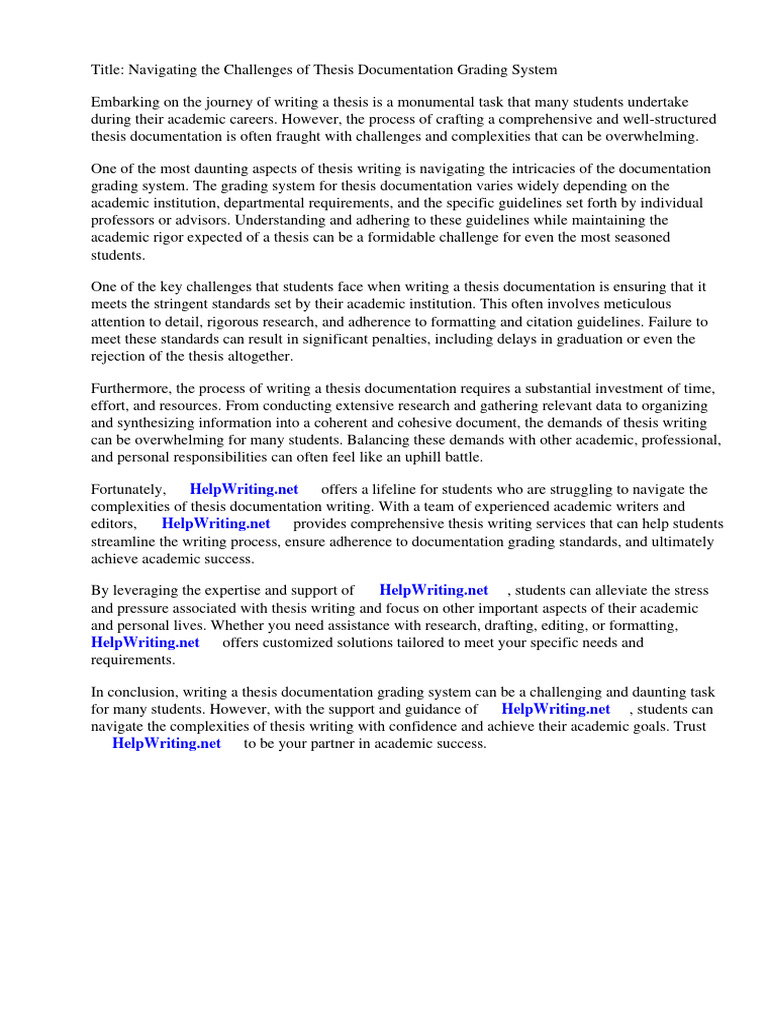 Thesis Documentation Grading System | PDF