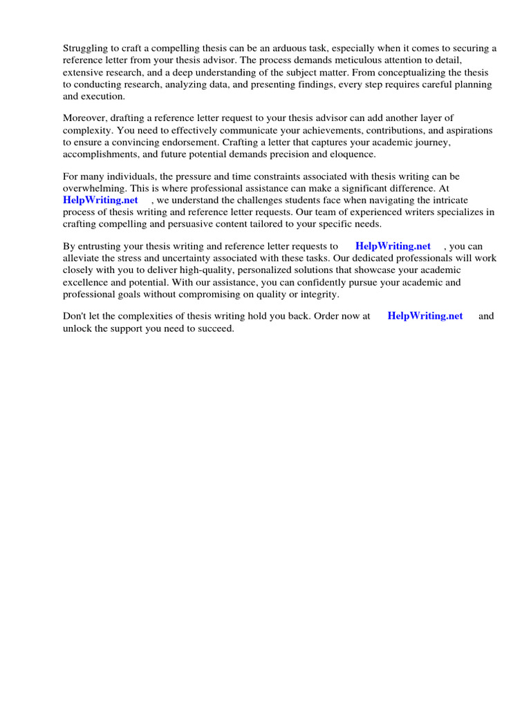 Reference Letter Thesis Advisor | PDF