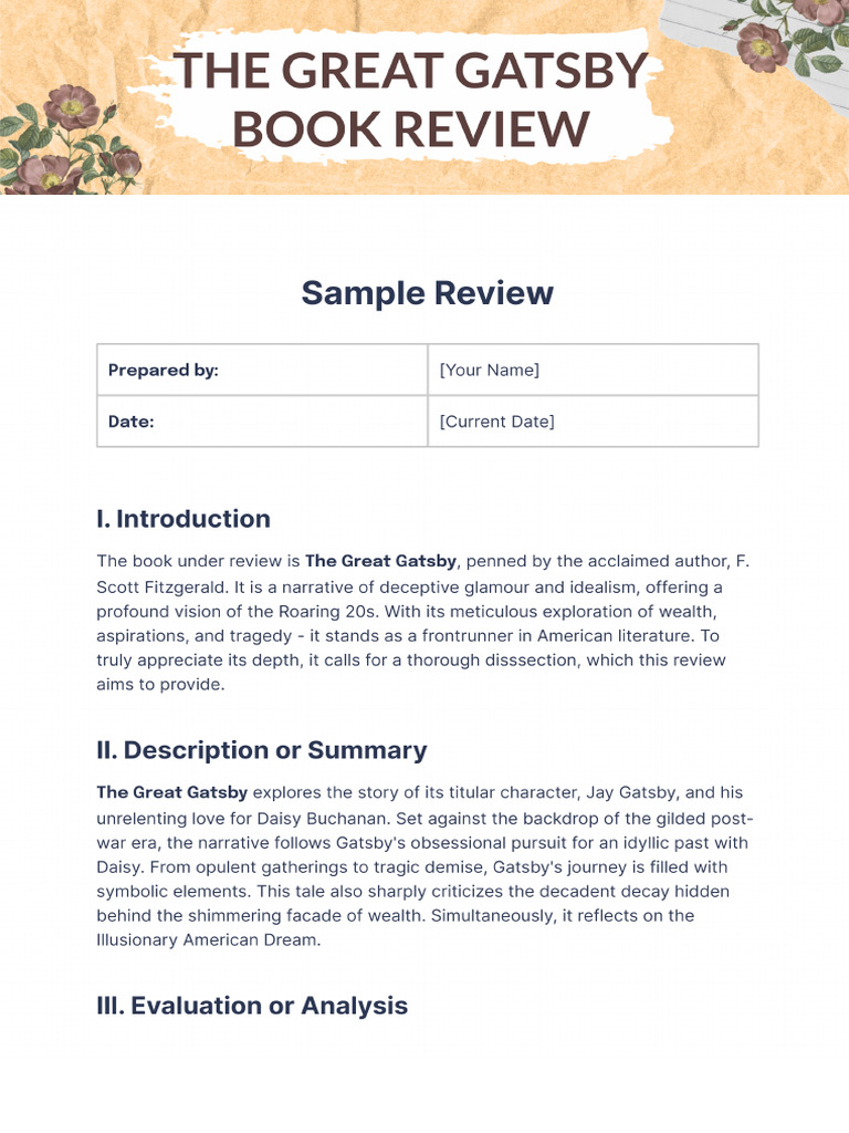 Book Review of The Great Gatsby | PDF