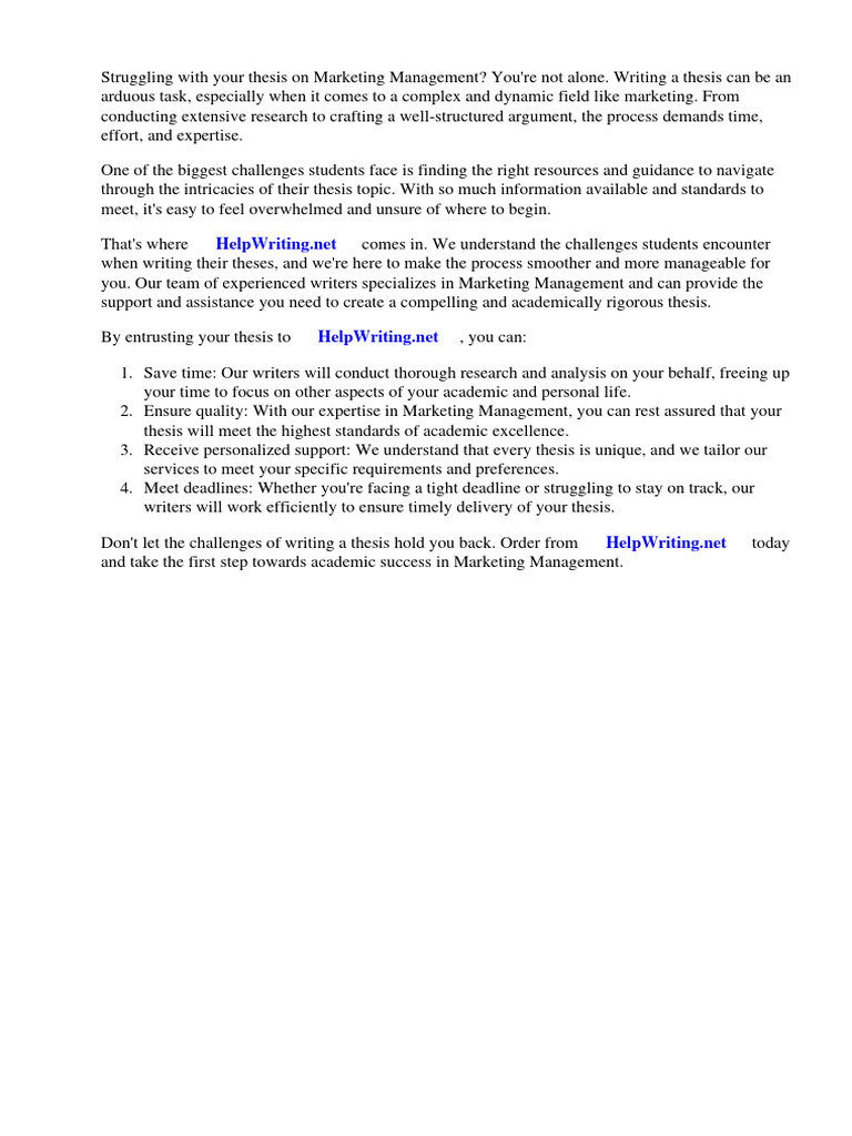 Sample Thesis Title For Marketing Management | PDF