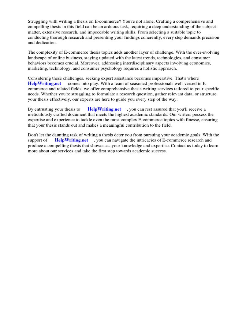 E Commerce Thesis Topics | Download Free PDF | E Commerce | Online Shopping