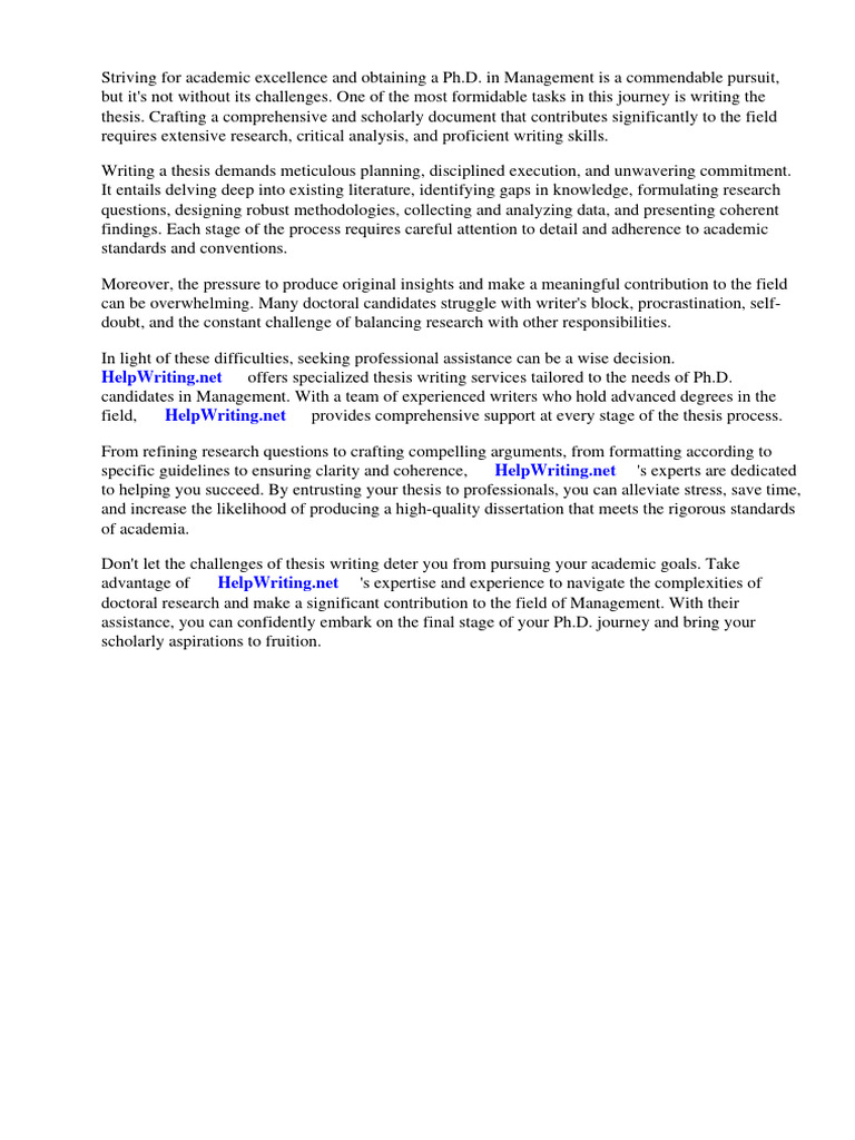 Thesis For PHD in Management | PDF