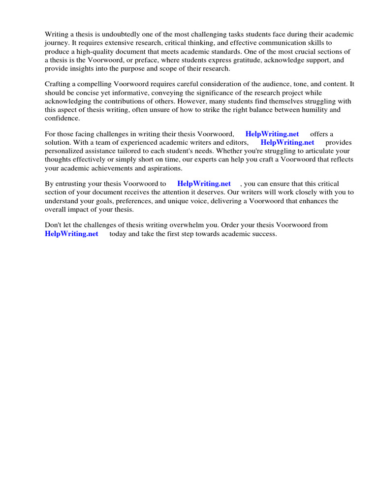 Voorbeelden Voorwoord Thesis | PDF