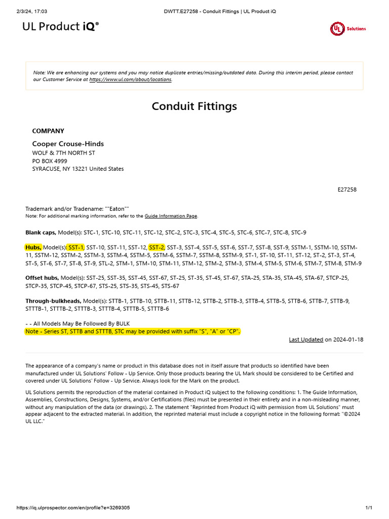 DWTT.E27258 - Conduit Fittings - HUB | PDF | Information Technology ...
