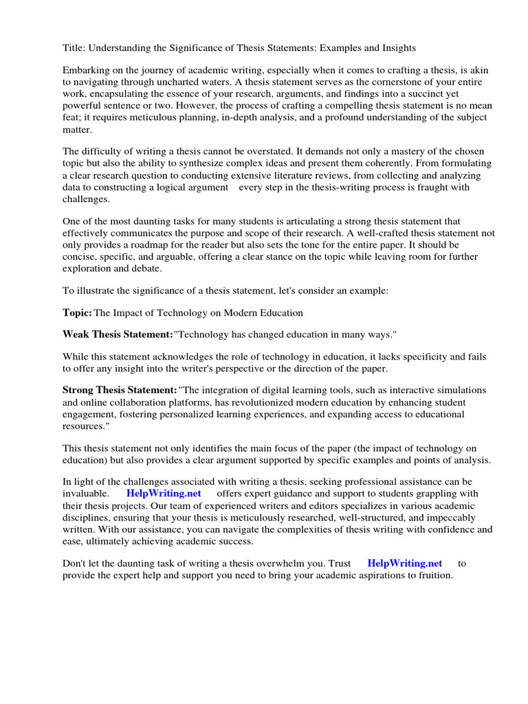 Thesis Statement Meaning and Example | PDF | Essays | Social Media