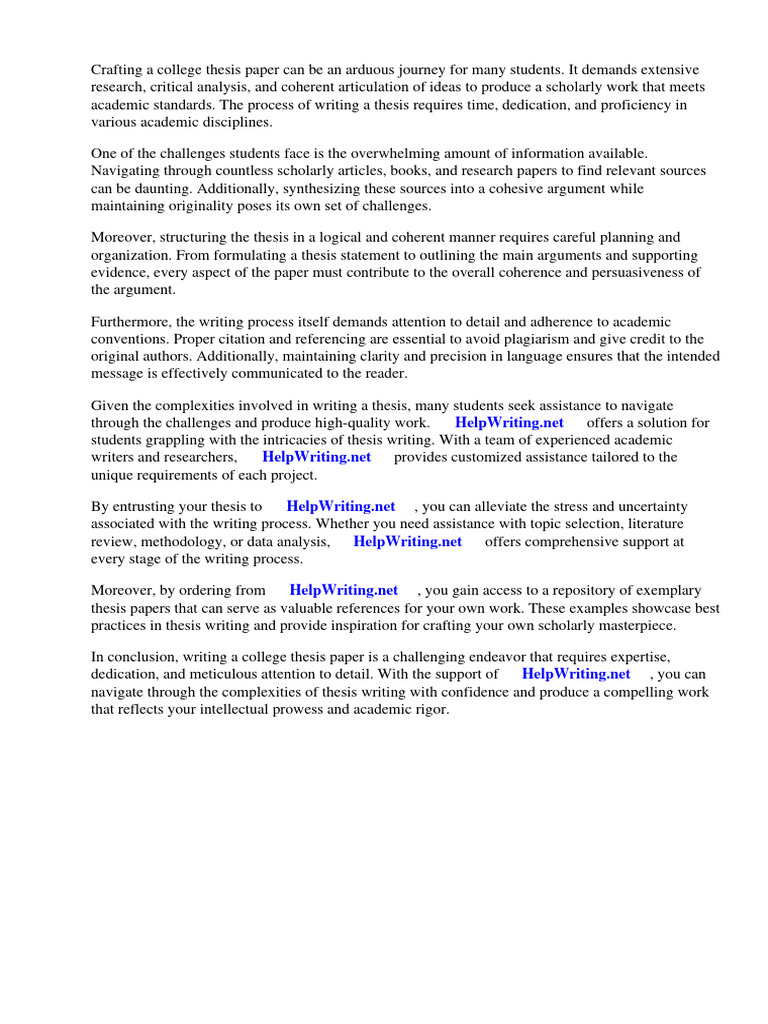 College Thesis Papers Examples | PDF | Thesis | Essays