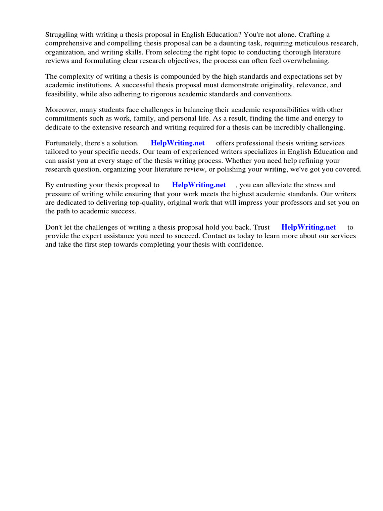 Example of Thesis Proposal in English Education | PDF | Thesis | Doctor Of Philosophy