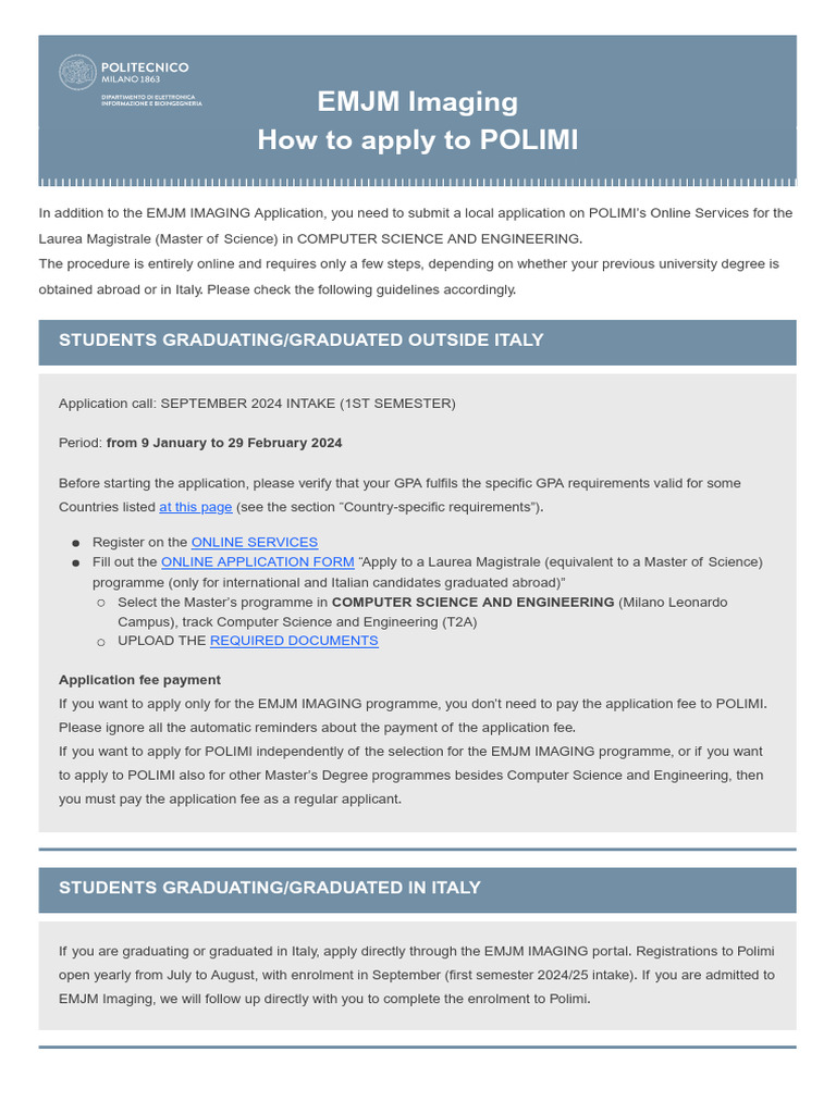 Polimi Application Emjm Imaging | PDF