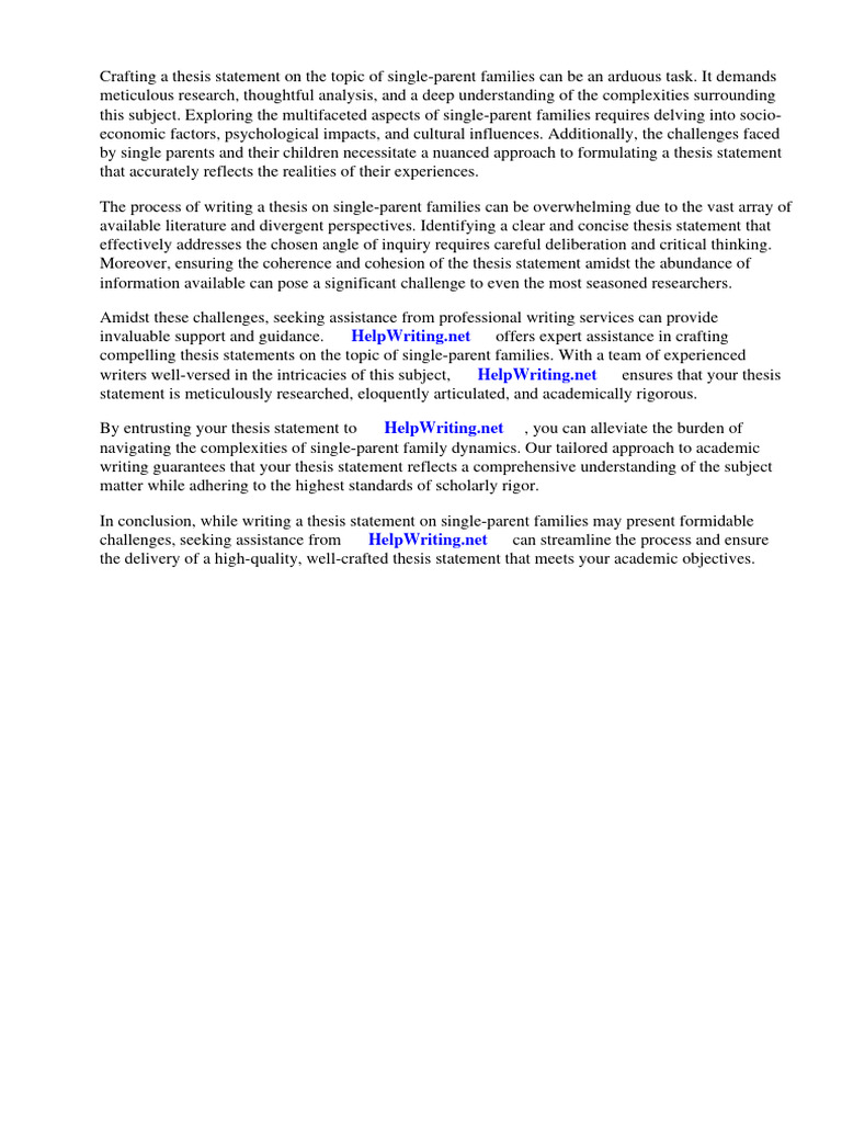 Thesis Statement Single Parent Family | PDF | Thesis | Experience