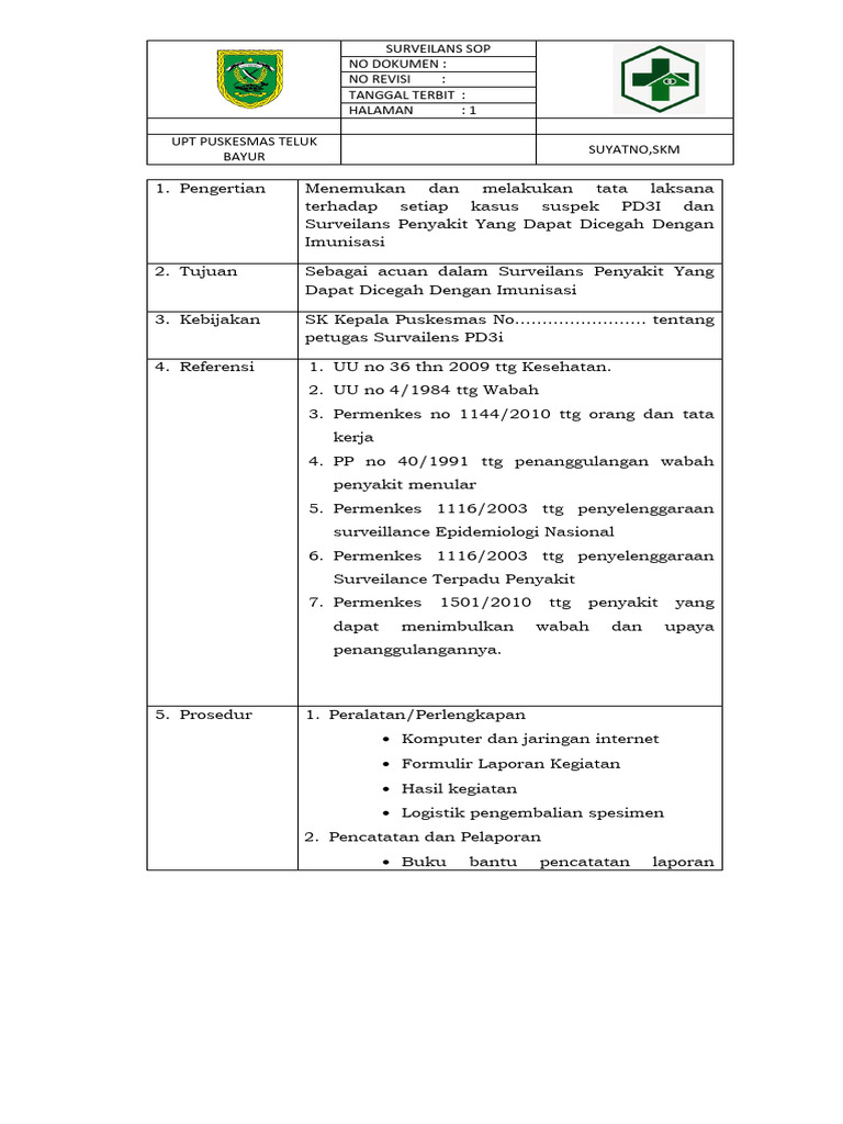 Sop Pd3i Surveilance | PDF | Sains & Matematika