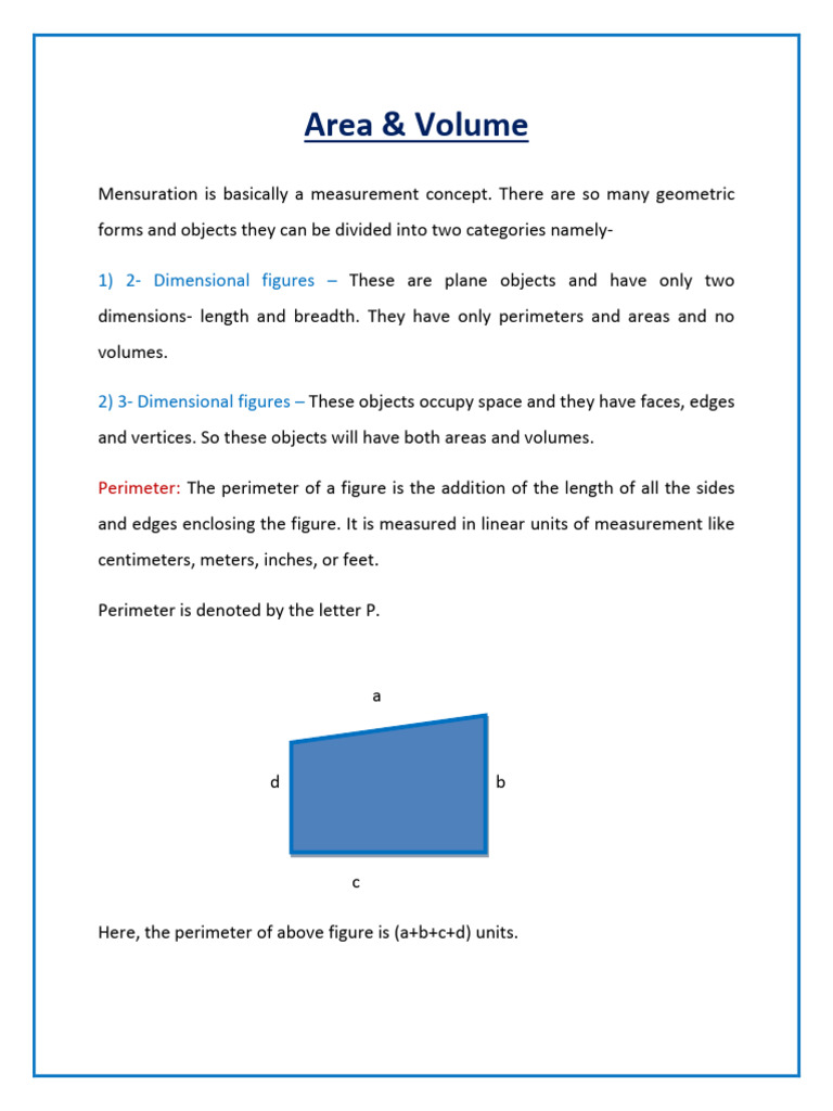 Area & Volume Notes05074432 - Unlocked | PDF