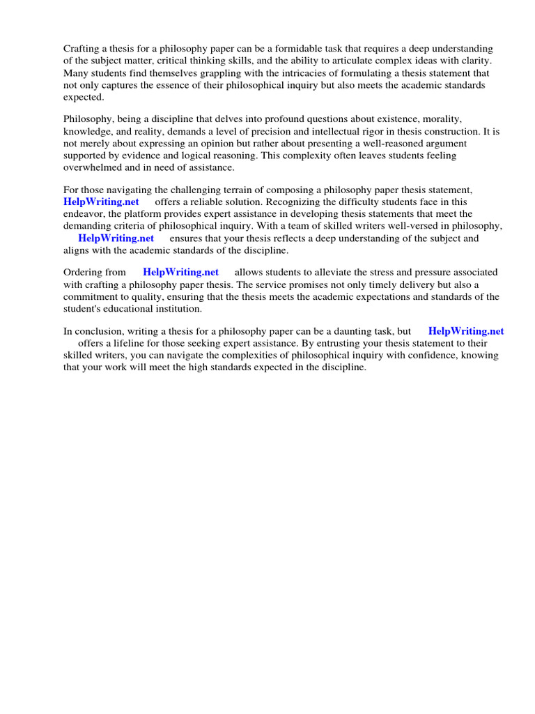 Philosophy Paper Thesis Statement Examples | PDF | Essays | Critical ...