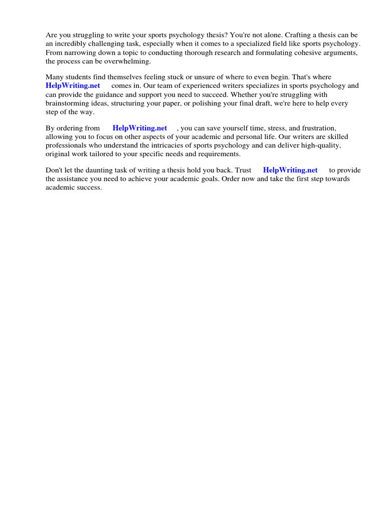 Sports Psychology Thesis Topics | PDF