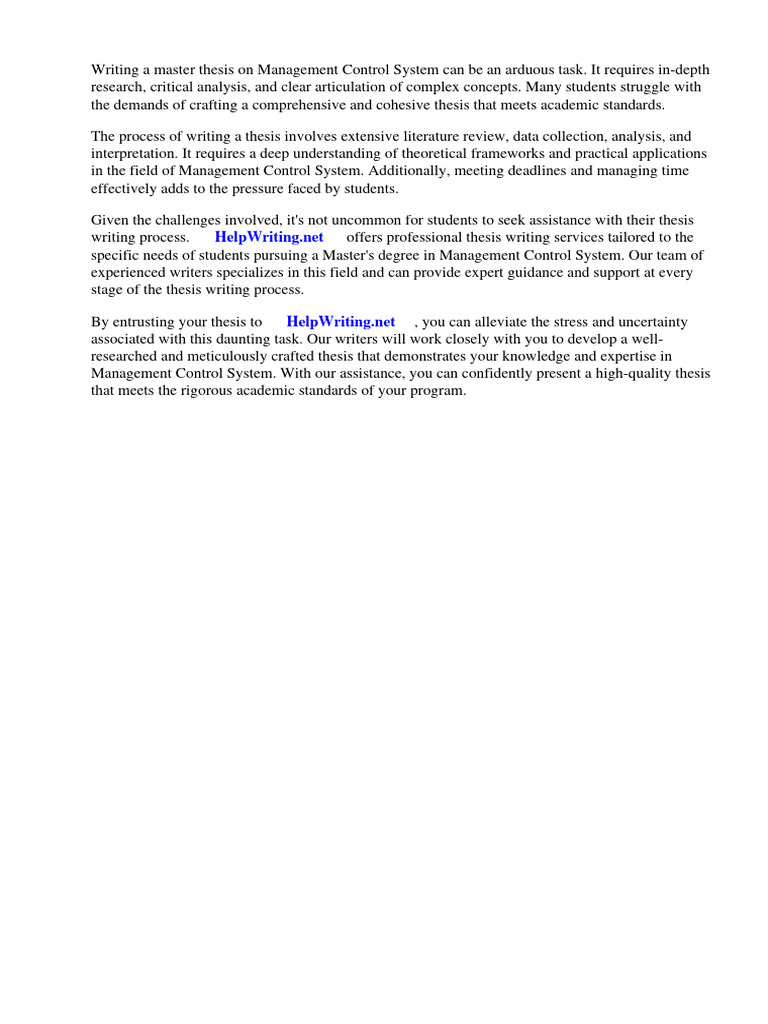 Master Thesis Management Control System | PDF