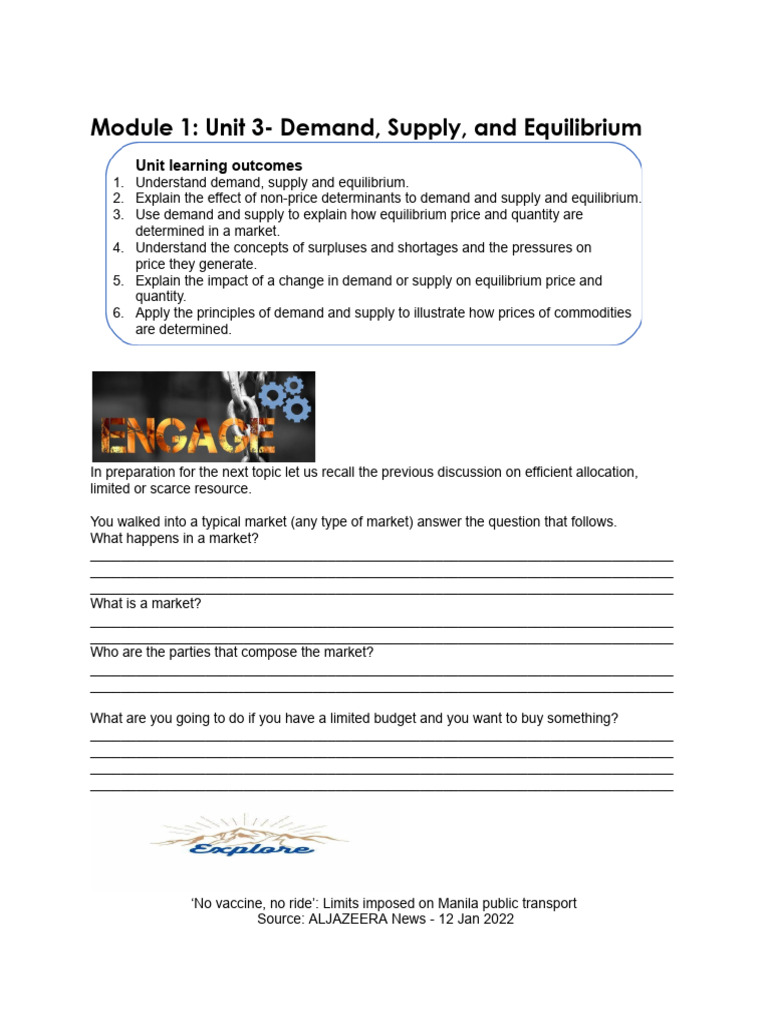 Module 1 Unit 3 - Demand - Supply | Download Free PDF | Supply (Economics) | Demand