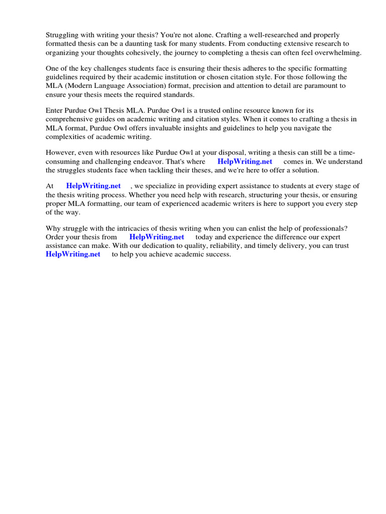 Purdue Owl Thesis Mla | Download Free PDF | Citation | Writing